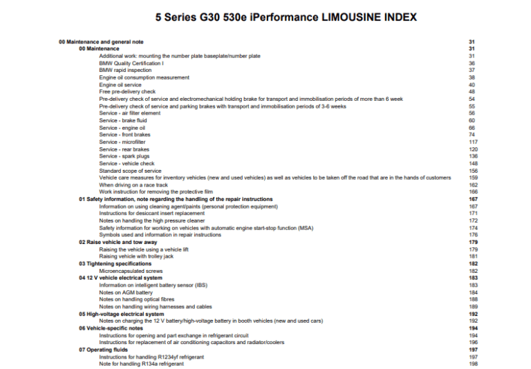 BMW 5 G30 530e Workshop Manual 2017–2023 | Official PDF Repair Guide